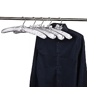 Better to U Grey Satin Padded Sweater Hangers 5 Pack, Blouse Hanger with Thick & Soft Foam for Bridal Wedding Dress Lingerie, Smooth Silk Covered Shirt Hanger Without Shoulder Bump