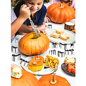 JVAENOUSN Halloween Pumpkin Carving Kit 12 Pcs Pumpkin Carving Tools Easy Professional Pumpkin Carving Cookie Cutters Stencils for Family Adults