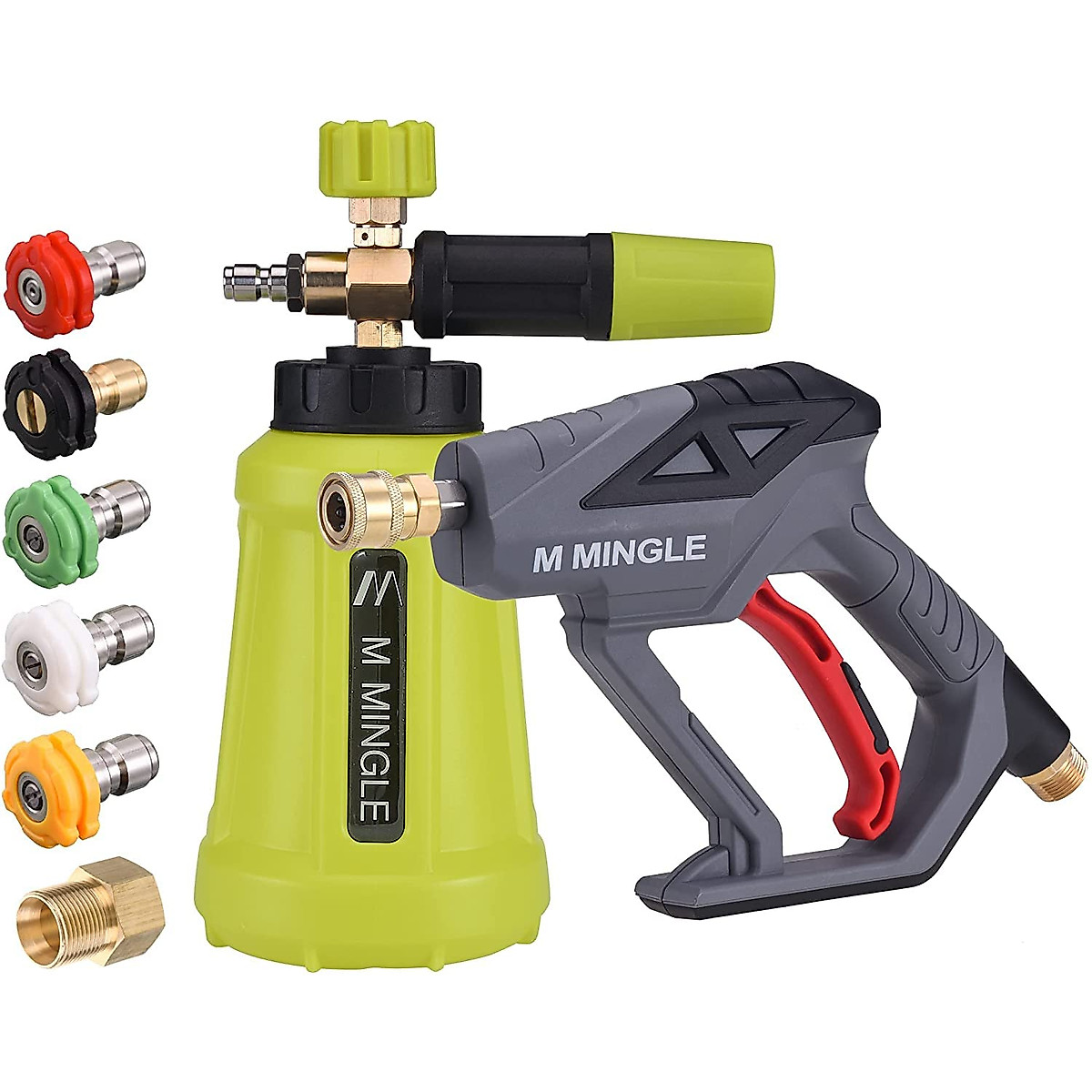 M MINGLE High Pressure Washer Gun Snow Foam Lance with Pressure Washer Hose