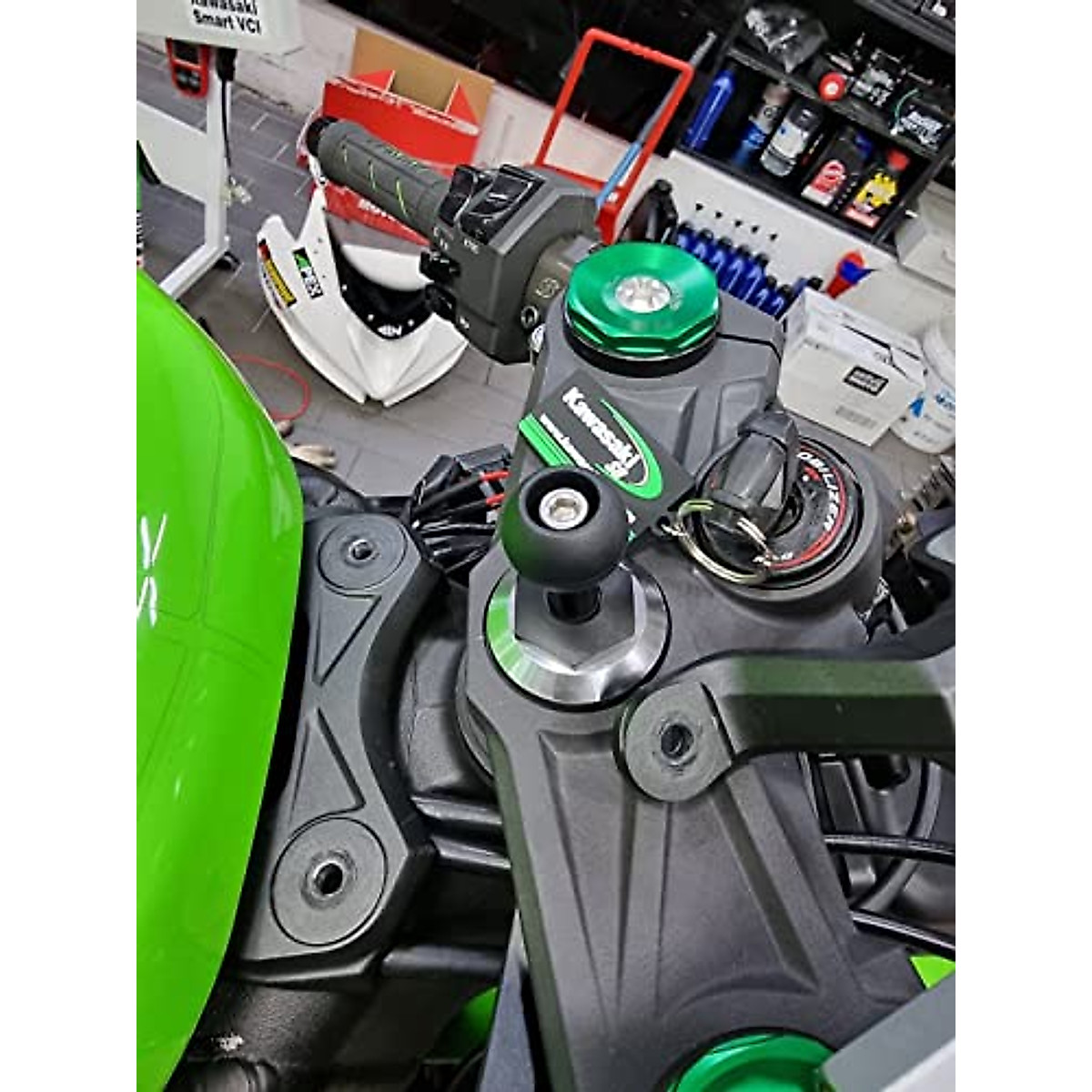 Mounts Lab MotoMount Ninja- Kawasaki Ninja Motorcycle for 12mm Hexagon Hole Mount/Fork stem Base Mount with 1inch(25mm) Ball- Compatible with Phone/Camera/GPS Mount(Adapter), black (ML-Ninja01)