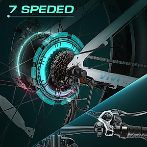 Vivi F26FUL Electric Bike Peak 1000W 26" x 4.0 Fat Tire Electric Bike with 48V 13Ah Removable Battery, 7Speed, Top 26Mph, Cruise Control, Up to 60 Miles for Commuting, Beach,Snow, UL2849 Certified