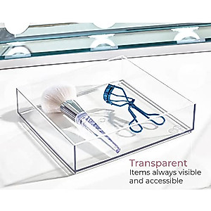 iDesign The Sarah Tanno Collection Plastic Cosmetic Drawer Organizer, 8" x 8" x 2", Clear