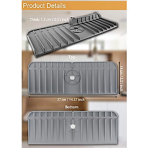 Encoli Silicone Faucet Splash Guard Mat Drip Catcher -Slanted Floor AUTO Drain Water, Sink Draining Pad Behind Faucet, Backsplash Guard, for Kitchen Bathroom Bar Countertop (Grey)