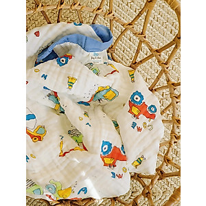 Jay & Ava Baby Muslin Blanket 42” x 42”, Soft Toddler Cotton Baby Blankets for Boy, 4 Layers Bed Muslin Throw for Baby Crib, Large Baby Receiving Blanket - (Blue Star Space)