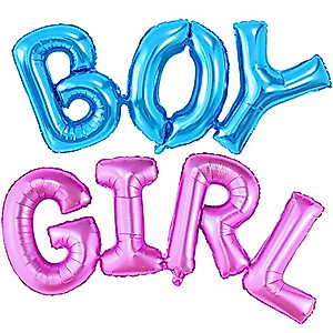 KatchOn, Boy or Girl Balloon Letters - 42 Inch | Boy Girl Balloons for Gender Reveal Decorations | Boy or Girl Gender Reveal Party Supplies | Boy or Girl Foil Balloon for Baby Shower Decorations