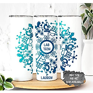 AVITO 20 oz Personalized Lab Tech Personalized Tumbler, Gift, Personalized Lab Tech Tumbler, Laboratory Technician Gift, Microscope, Med Tech, Stainless Steel, Vacuum Insulated