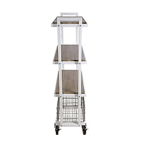 Atlantic Modular Mobile Storage Cart System, with Interchangeable Shelves & Baskets, Powder-Coated All-Steel Frame, 4-Tier, Caster Wheels for Mobility, PN 23350331, in White