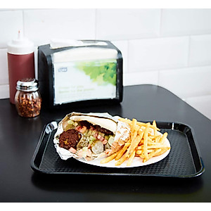 (3 Pack) Fast Food Tray 10 x 14, Black Rectangular Polypropylene Serving Trays for Cafeteria, Diner, Restaurant, Food Courts