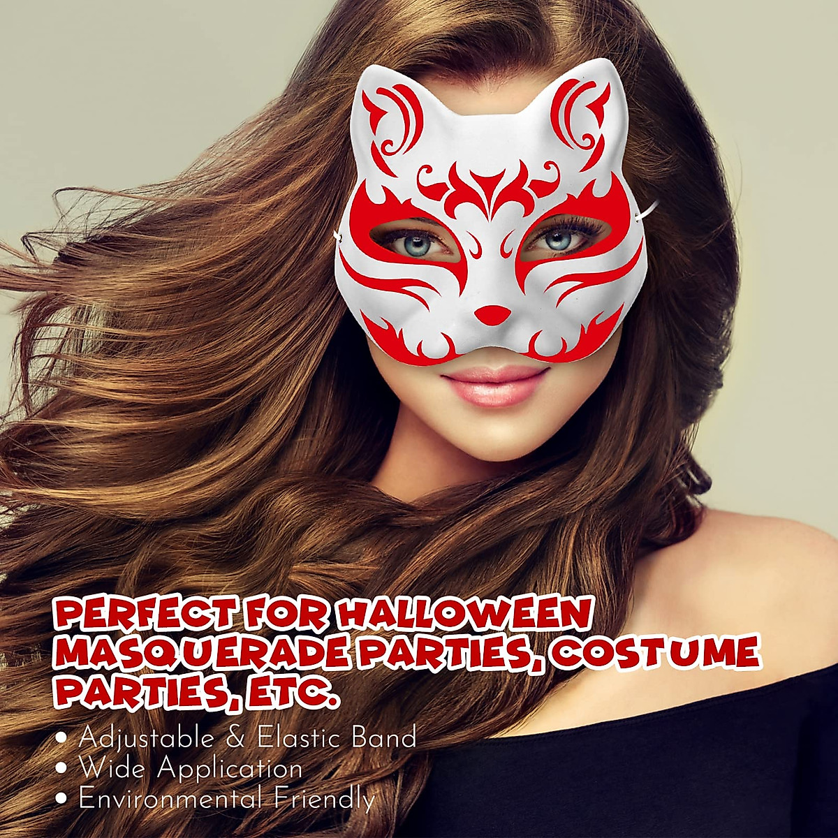 TOYANDONA 10pcs Cat Masks to Paint, Animal Dress Up Masks DIY White Masks Half for Masquerade Halloween Kids Cosplay Masks Costume Party Favors