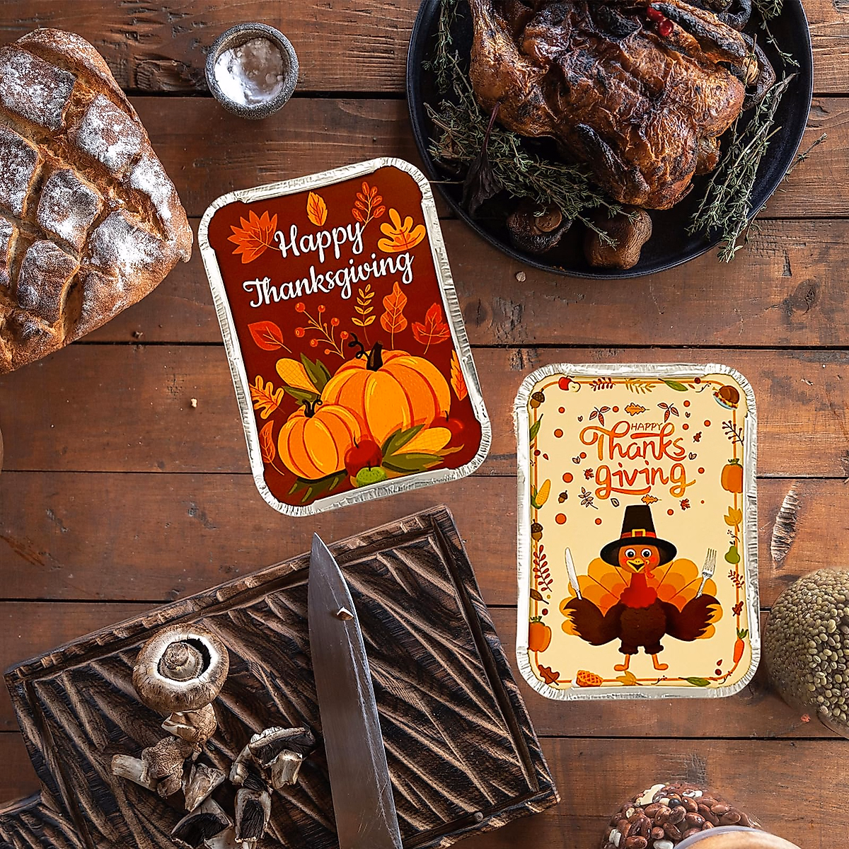 Thanksgiving Leftover Containers with Lids 36 Pcs Foil Thanksgiving Food Aluminum Pans Disposable Turkey Cookware Takeout Fall Party Favors Supplies