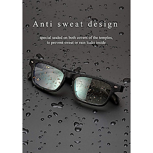 OOAVR Black Bluetooth Sunglasses with Anti-Blue Light Lens, Waterproof and Lightweight, Suitable for Outdoor Activities