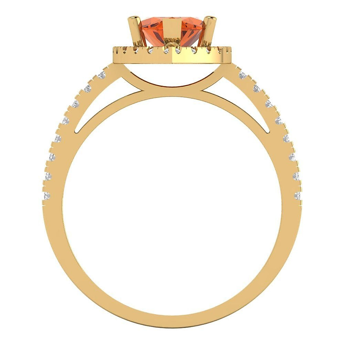 Clara Pucci 2.38 ct Marquise Cut Solitaire accent Halo Simulated Red Ruby Engagement Promise Anniversary Bridal Ring 14k Yellow Gold 7.75