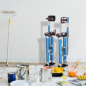 WeChef 24" - 40" Drywall Stilts Height Adjustable Lifts Aluminum Tool Non slip for Cleaning Painting Pruning Branches Blue