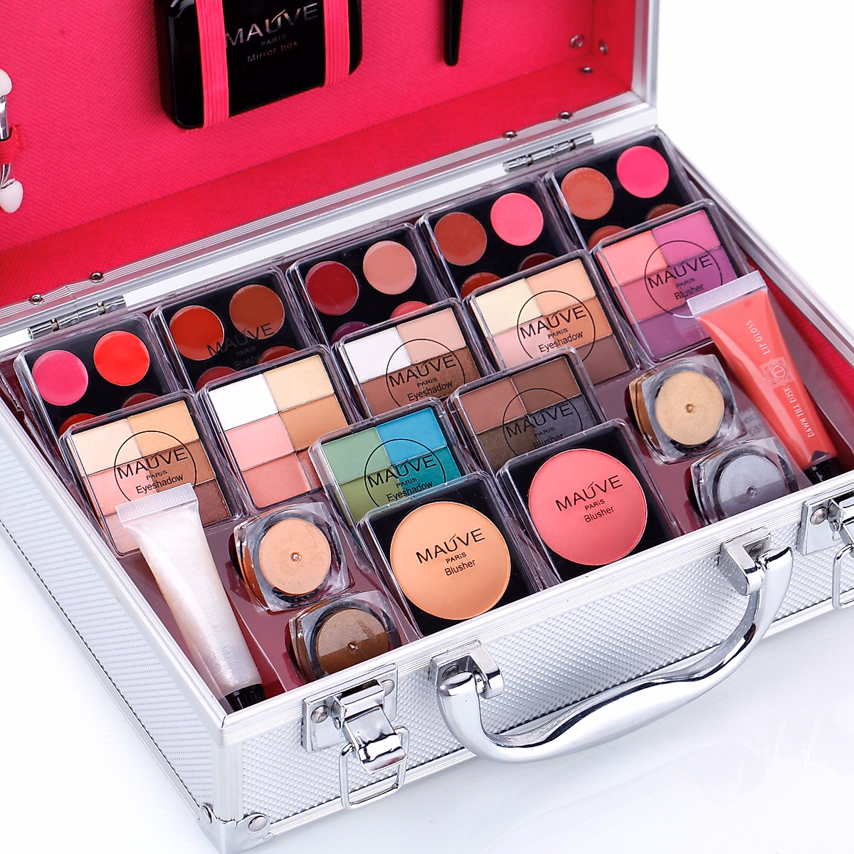 DUER LIKA Makeup Kit for Girls and kids 8-12 Carry All Makeup Train Case with Pro Makeup for Teens Women Full Starter Cosmetics Set (SILVER)