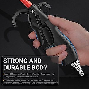 Air Blow Gun 290 Max PSI Air Blower for Compressor, 1/4" Air Inlet Air Nozzle Blow Gun Air Flow Trigger, Air Blower Gun with Rubber Tip Adapt to Air Compressors for Car Clean Care Detail Dust Removal