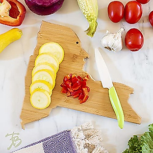 Totally Bamboo Destination New York State Shaped Serving and Cutting Board, Includes Hang Tie for Wall Display