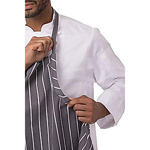 Chef Works Unisex English Chef Apron, Grey W/ Wht Stripe, One Size