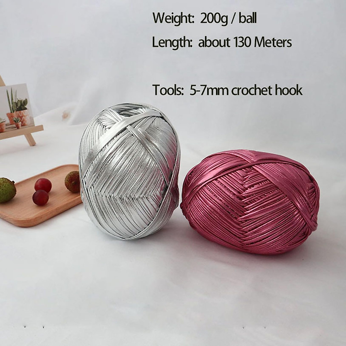 200g Metallic Yarn Crochet Knitting Needlework Weaving Fancy Thick Cloth Wool Shinny Gold Silver Purse Handbag DIY