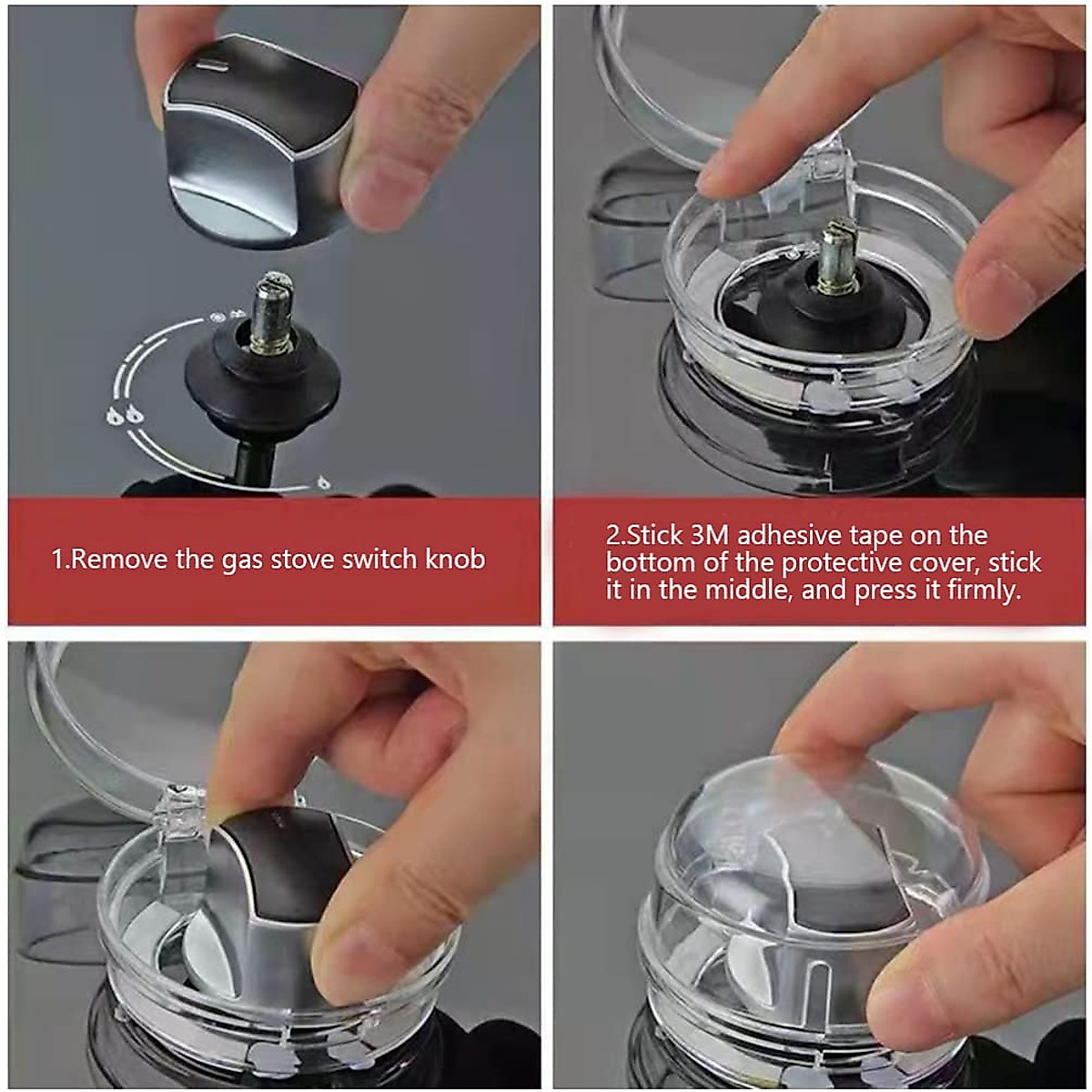 DOITOOL Kitchen Stove Knob Covers 4 Pcs Stove Knob Covers Baby Safety Gas Stove Knob Cover Protection Locks Oven Gas Safety Guards Switch Cap for Child Proofing Kitchen Transparent