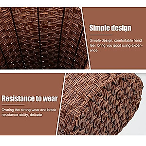 Zerodeko Wicker Laundry Hamper Round Rattan Woven Laundry Basket Dirty Clothes Hamper Decorative Wastepaper Storage Basket for Laundry Room Bathroom Bedroom Coffee