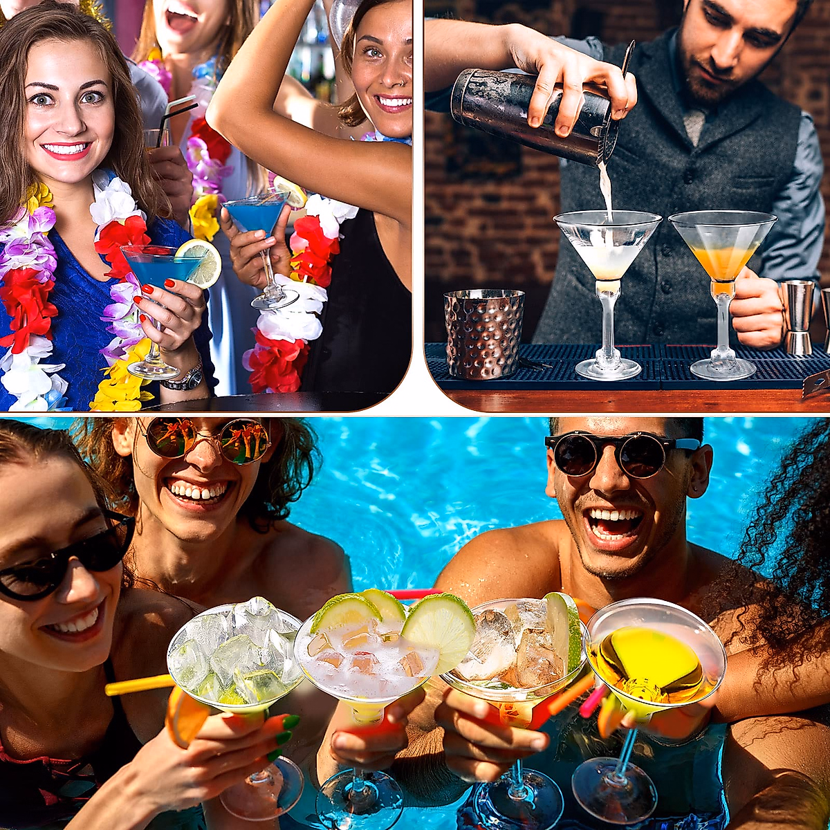 100 Pcs Plastic Martini Glasses 5 oz Disposable Cocktail Glasses Tall Mini Martini Plastic Cups Unbreakable Appetizer Dessert Cups for Margarita Wine Champagne Ice Cream Wedding Party Bar Event