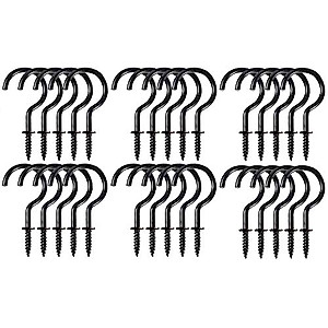 donjon VONVOFF 1.73 Inches Ceiling Hooks,Black Wall Hooks for Hanging Plants,Kitchen Hooks,Drop Ceiling Hooks,Cup Hooks,Great for Indoor & Outdoor Use(30 Packs)