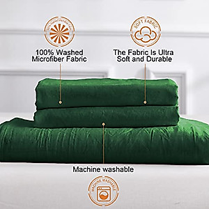 KAKABELL Duvet Cover Set Cal King Size,Ultra Soft Washed Microfiber 3 Pieces Bedding Set-with 8 Corner Ties 98x108 Inches -1 Duvet Cover+2 Pillowcases(Emerald Green,Cal King,No Comforter)
