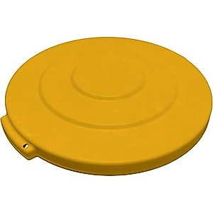 SPARTA Bronco Trash Can Lid, Round Waste Container Cover, Polyethylene, 10 Gallons, Yellow, (Pack of 6)