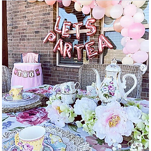 LaVenty LET'S PAR TEA Balloons Tea Party Birthday Banner Tea Party Decorations Lets Par-Tea Party Decor Par Tea Baby Shower Par Tea First Birthday Decoration Flower Garland (Floral Banner)