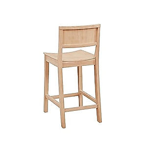 Linon Unfinished Benton Solid Rubberwood MidCentury Stool Set of 2, Counter Height