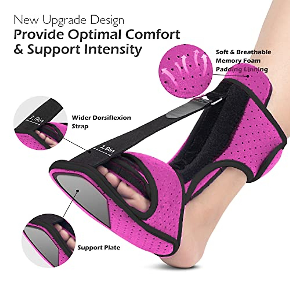 Lamaral Plantar Fasciitis Night Splint: Foot Brace with Massage Ball | Effective for Foot Pain Relief by Plantar Fasciitis Achilles Tendonitis Foot drop Flat Arch Heel Spur | Comfortable & Easy Use for Women Men