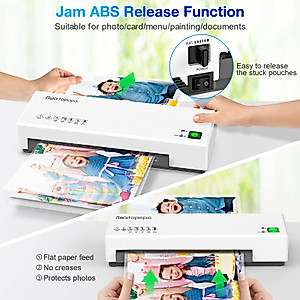 Laminator, 9" Thermal Laminator Machine for A4, A5, A6, Hot & Cold Laminating Machine with 20 Pouches, Paper Trimmer, Corner Rounder, Hole Puncher, Iron Ring, White