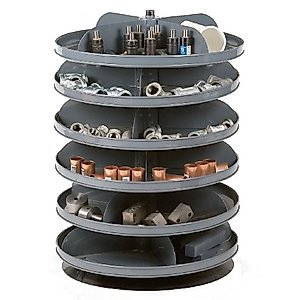 Durham 1106-95 Rotabin Gray Cold Rolled Steel 6 Revolving Shelves, 360lbs Capacity, 17" Diameter x 25-3/8" Height