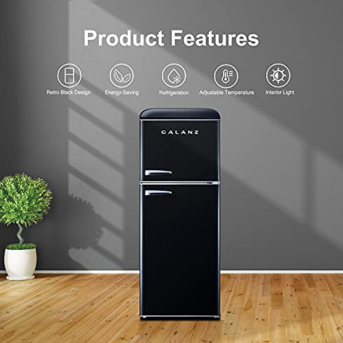 Galanz GLR46TBKER Retro Compact Refrigerator - Efficient Cooling