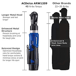 ACDelco ARW1209P G12 Series 12V Li-ion Cordless 3/8” 45 ft-lbs. Ratchet Wrench Tool Kit