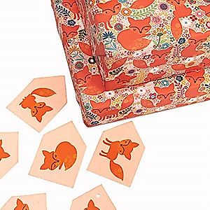 CENTRAL 23 Fall Wrapping Paper - Foxes Wrapping Paper For Birthday Thanksgiving Christmas - 6 Sheets Of Cute Orange Wrap For Women Men Kids - For Birthdays New Baby - Comes With Stickers