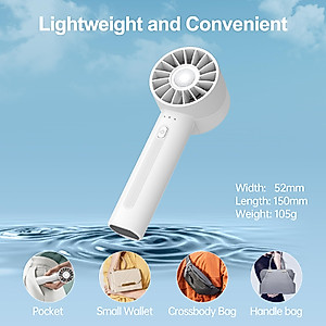 Portable Fan, Mini Handheld Fan with 3 Adjustable Speeds, 2600mAh Handheld Fan with 3-16H Usage Time and Newly Upgraded Motor, Small Lash Fan for Women's Make Up Fan, Nice Mini Fan for Summer (White)