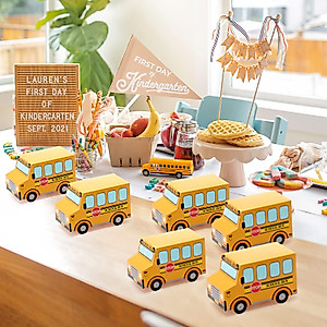 Sinasasspel Back to School Party Treat Boxes School Bus Favor Boxes for First Day of School Classroom Decorations Teacher Appreciation Gifts Birthday Party Supplies, Set of 12
