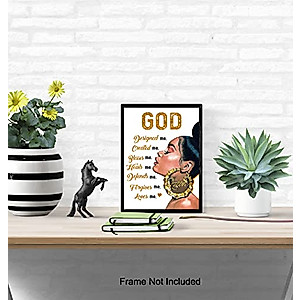 African American Art - Black Art - spiritual Religious Wall Decor - Black women - Inspiration Christian Gifts for Women, African Americans Black Girl - Christian Wall Decor- Faith God Wall Art & Decor