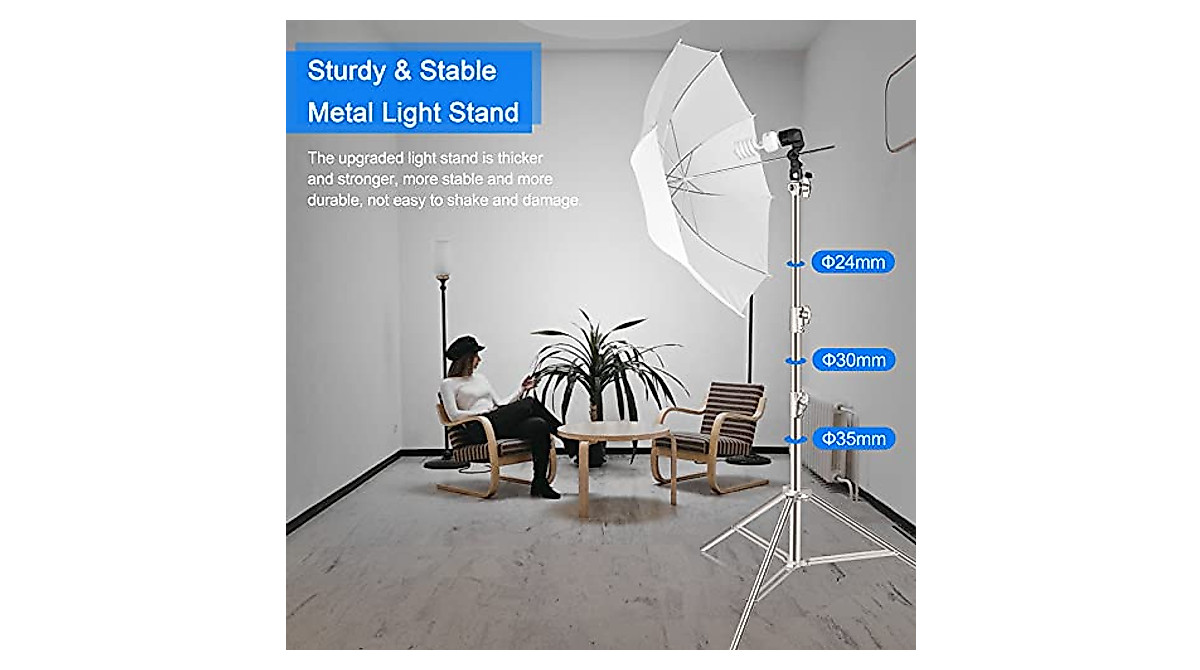 EMART 9.2ft Stainless Steel Light Stand – Heavy Duty & Adjustable