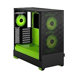 Fractal Design Pop Air RGB Green Core - Tempered Glass Clear Tint - Honeycomb Mesh Front – TG Side Panel - Three 120 mm Aspect 12 RGB Fans Included – ATX High Airflow Mid Tower PC Gaming Case