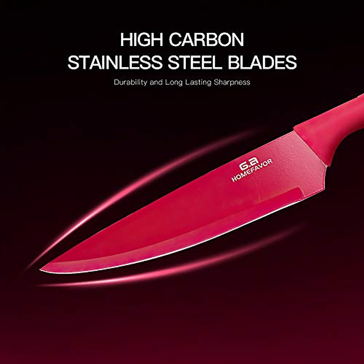 G.a HOMEFAVOR Knife Set, 5-piece Colored Knife Set Nonstick Coated with 5 Knife Sheath Covers