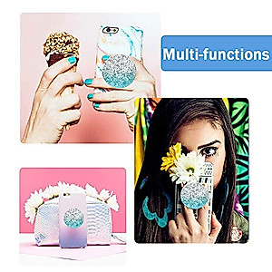 Multi-Function Mounts and Stands for Smartphones, Expanding Stand Grip Mount Socket, iPhone and Tablets (Blue Glitter)
