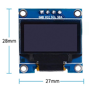 GeeekPi 5PCS 0.96 Inch OLED Module 12864 128x64 White Driver IIC Serial Display Board Module for Arduino, Raspberry Pi,Beagle Bone Black