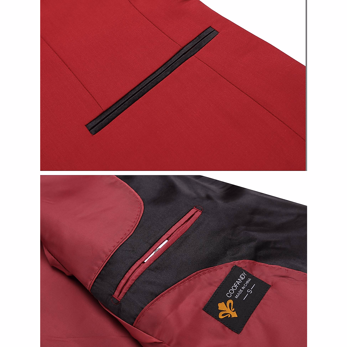 COOFANDY Men's Tuxedo Jacket Wedding Blazer One Button Dress Suit for Dinner Prom Party Red