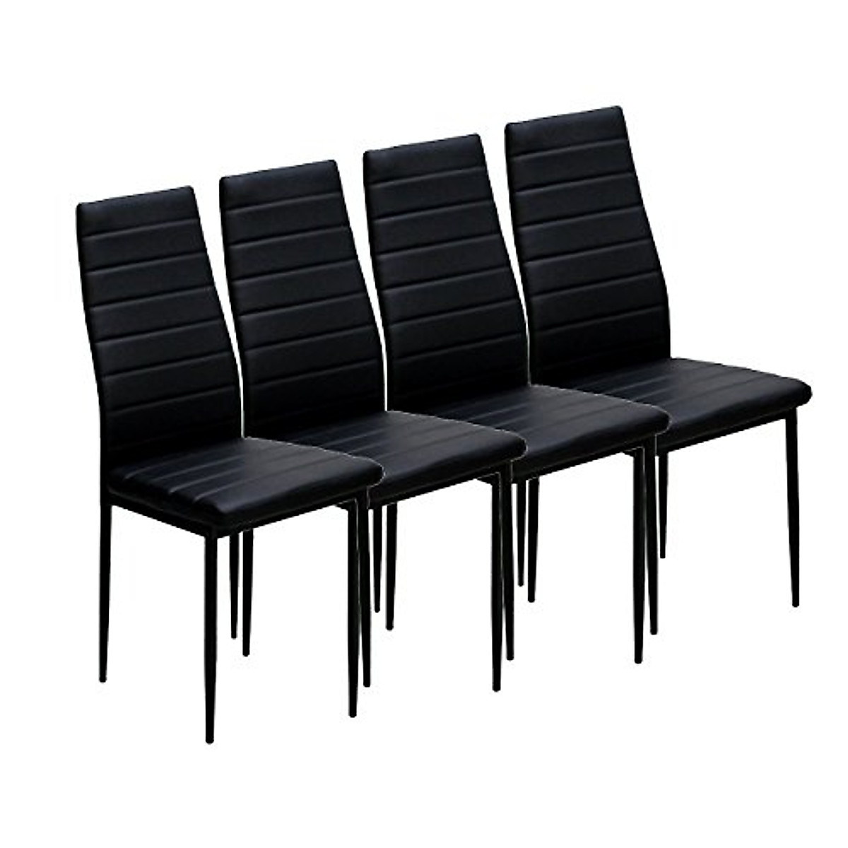 IDS Online Dining Side Chair with Foot Pad Black Modern Style PU Leather