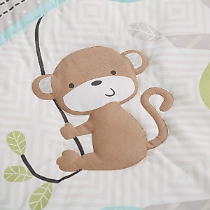 Brandream Baby Crib Bedding Set Safari Animal Nursery Bedding 3 Piece Comforter Set with Elephant Monkey Giraffe Print