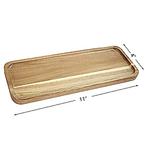 3 Pack Acacia Wooden Rectangular Serving Tray, Farmhouse Platter, Dessert Appetizer Plates, Salad Plates,for Fruit, Cookie, Platter, Bread Vegetable, Food