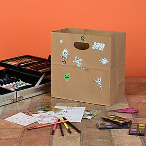 Prime Line Packaging Brown Paper Bags with Die Cut Handles for Food To Go, Bread, Take Out Goodie, Restaurant, Small Business, Bulk, 11x6x11, 100 Pack