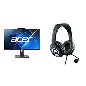 Acer B247Y Dbmiprczx 23.8" FHD IPS Ergo Stand Professional Adaptive-Sync Monitor, FHD Webcam with Microphone,(DP, HDMI, VGA and USB Ports) Wired Headset with Flexible Omnidirectional Mic
